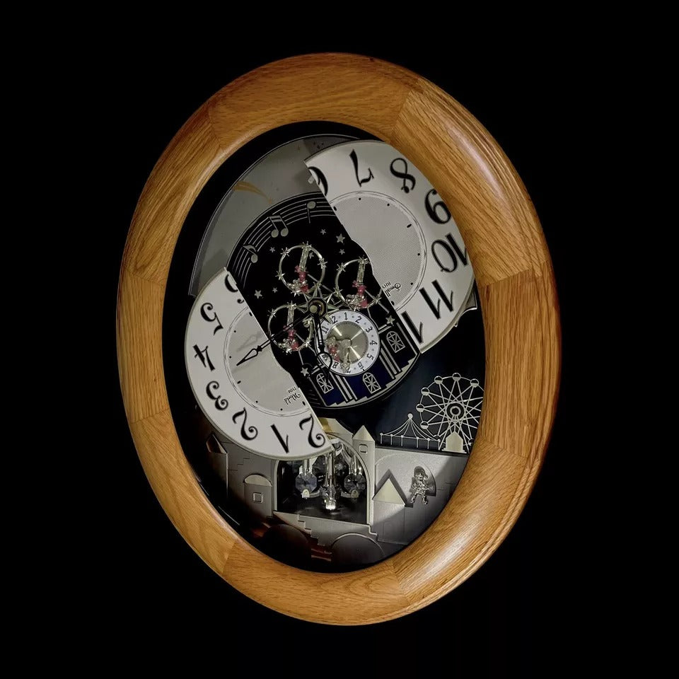 Rhythm "Timecracker Golden Oak" Moving Dial Magic Motion Musical Woode ...