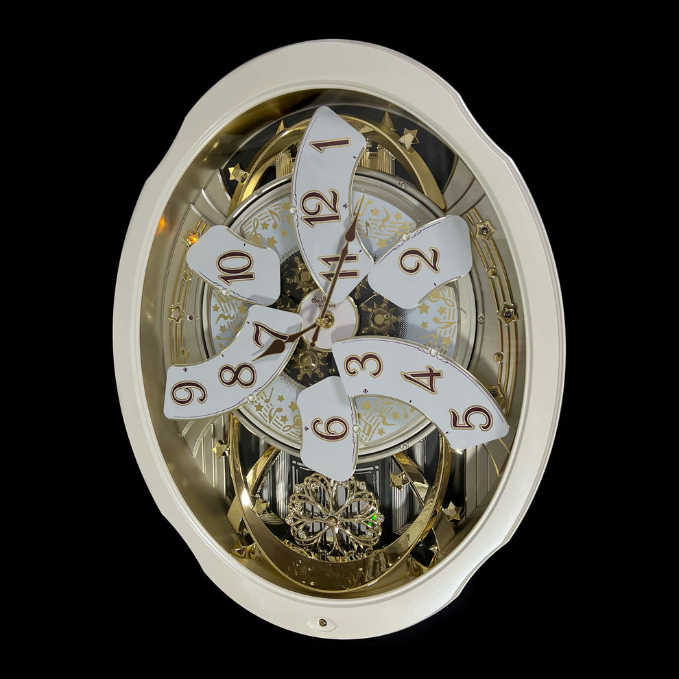 Rhythm "Marvelous Pearl" Magic Motion Musical Wall Clock with Moving D ...