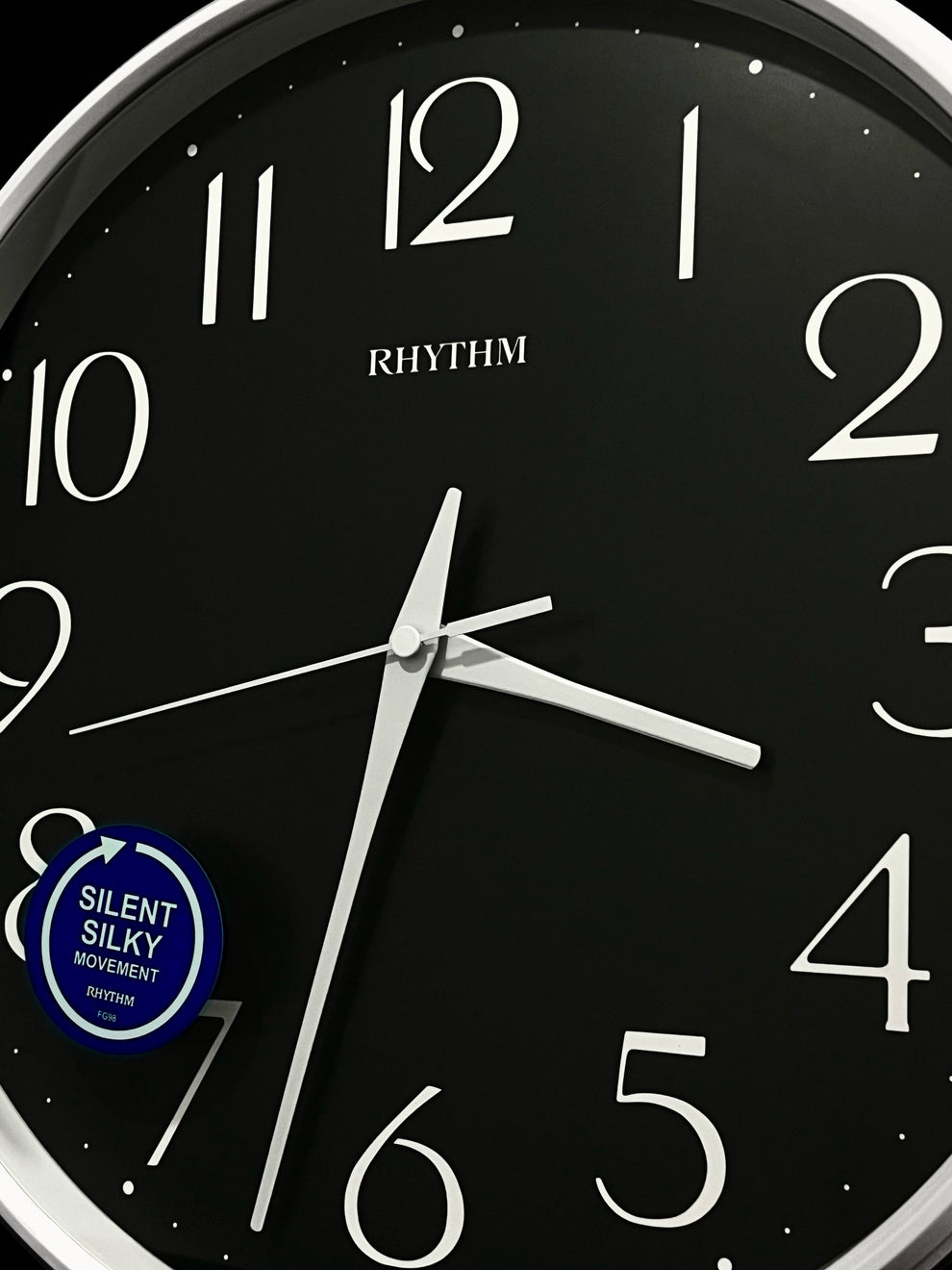 Rhythm “Noir” Modern Wall Clock with Quiet Sweep Second Hand - CMG589N ...